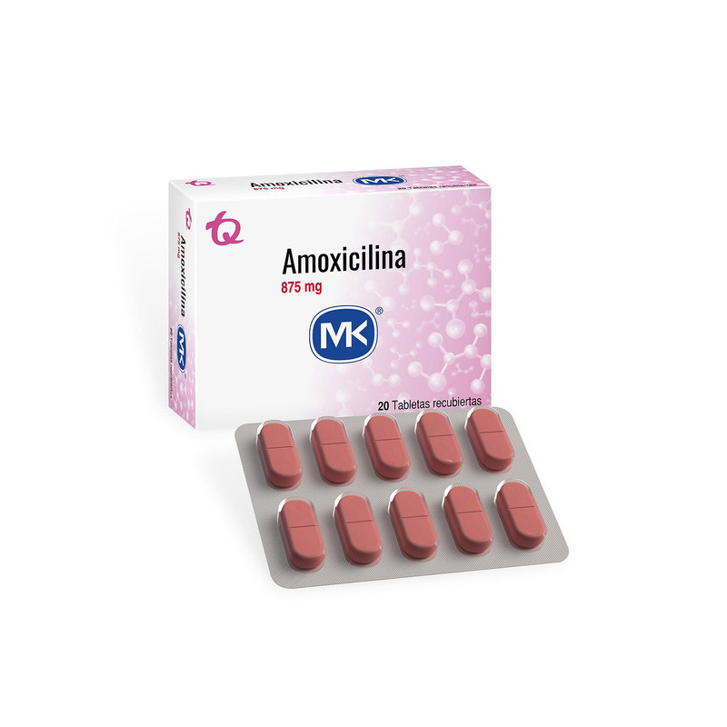 AMOXICILINA 875 MG 20 TABLETAS MK